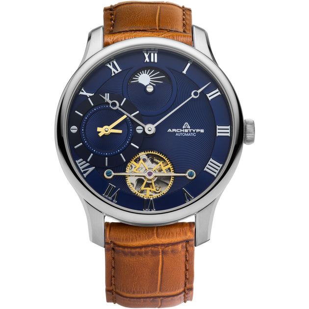 Dorian Automatic Tan Silver Navy | Archetype Watches